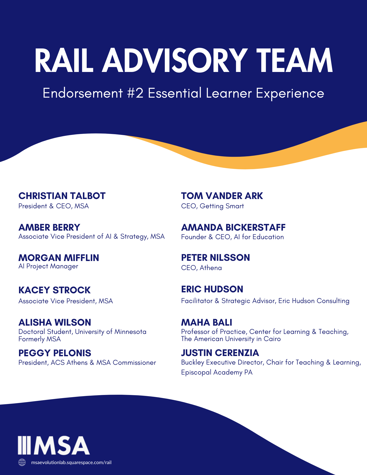 New RAIL Advisory Team Members Selected – MSA-CESS
